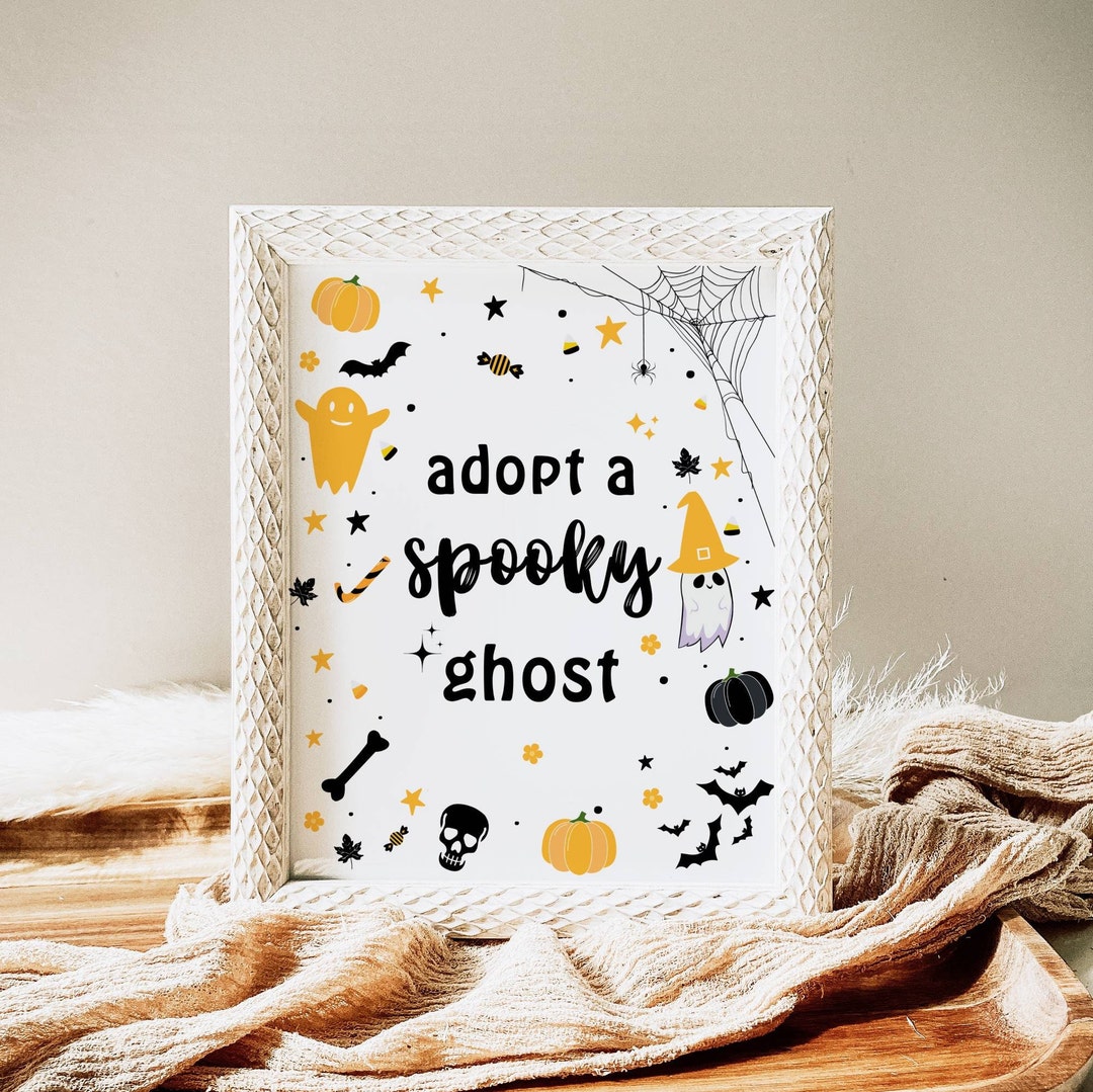 Cute Halloween Ghost Party Sign Cute Adopt A Spooky Ghost - Etsy