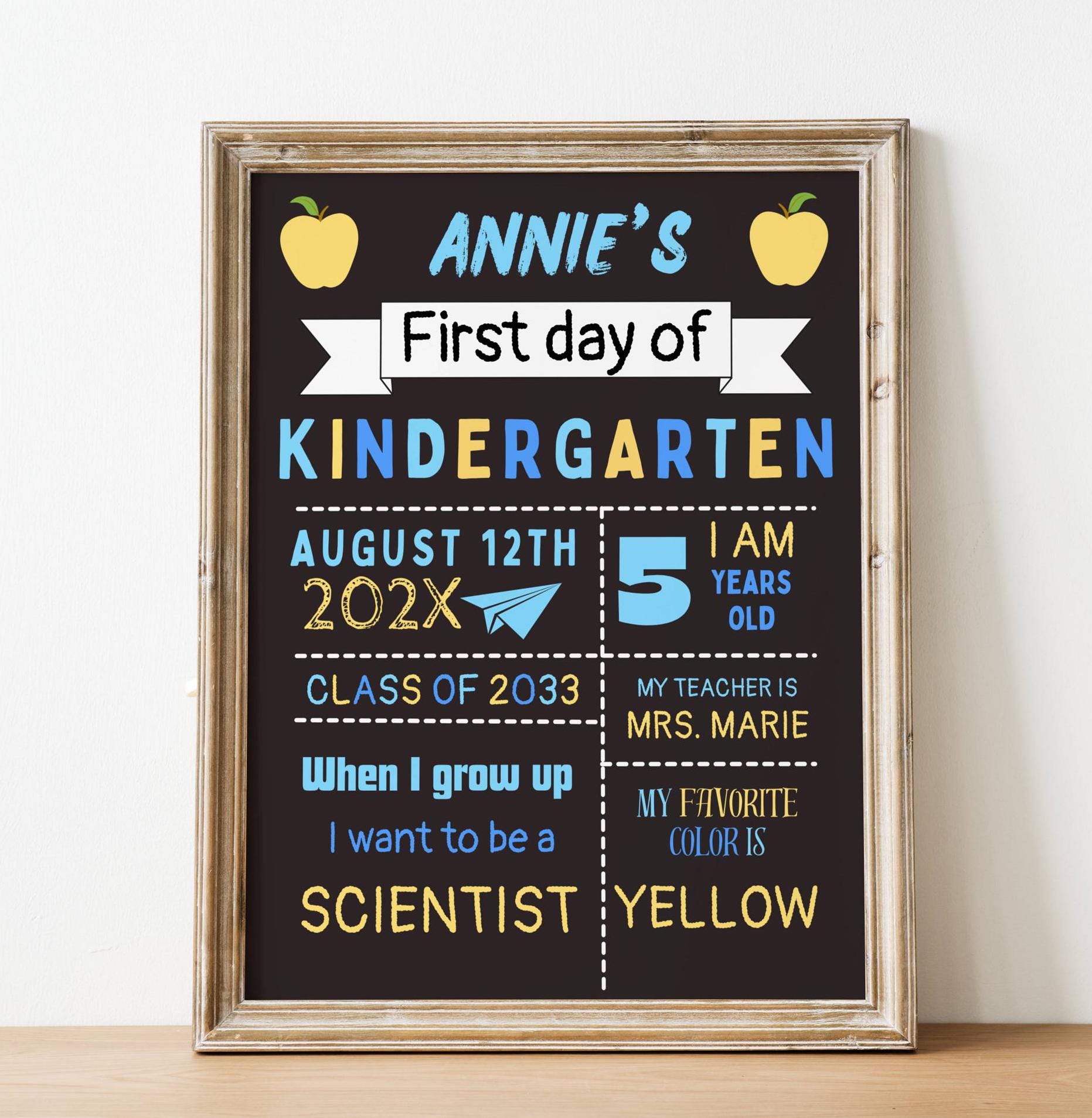 EDITABLE Blue First Day of School Chalkboard Sign, Reusable First Day ...