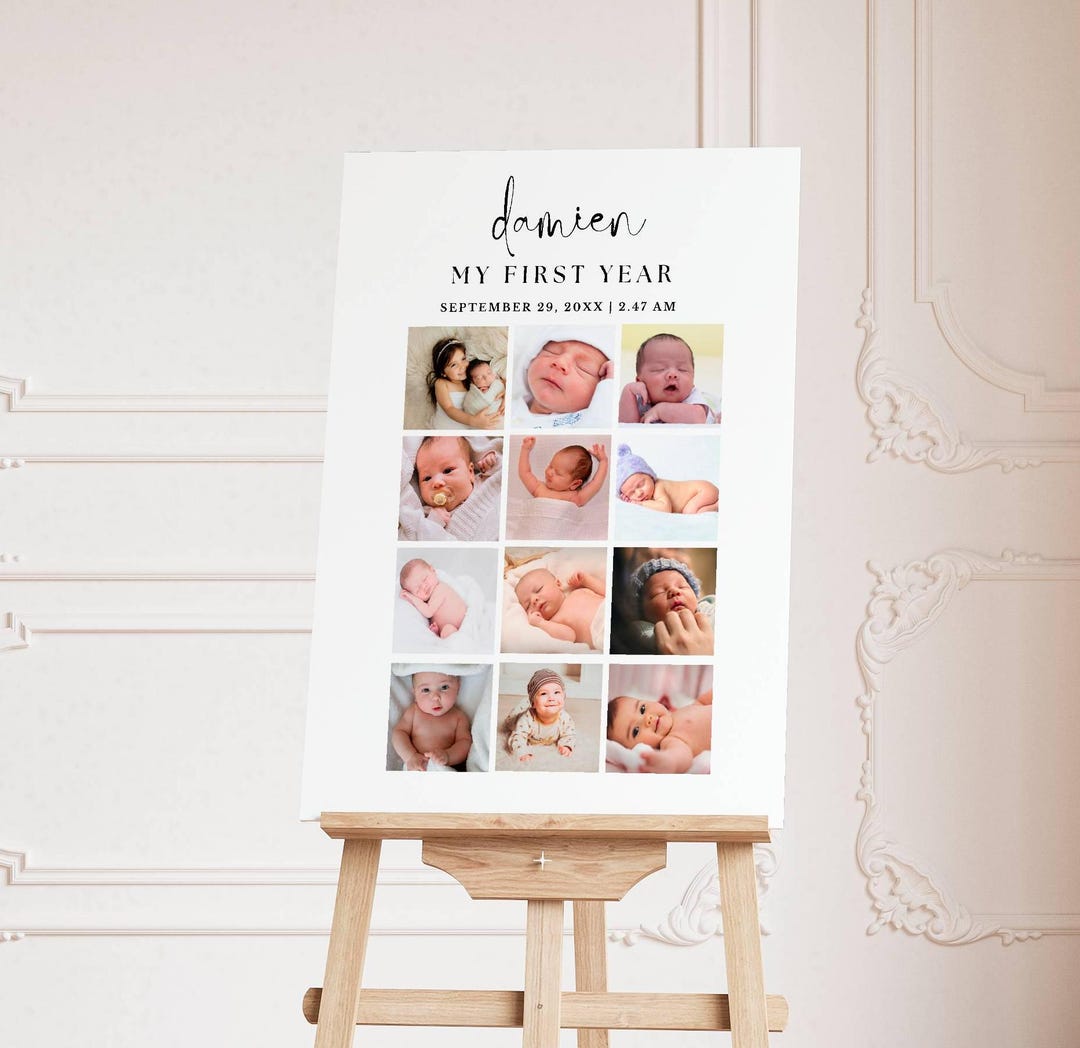 EDITABLE Milestone Birthday Sign, Printable Baby's First Year Poster ...