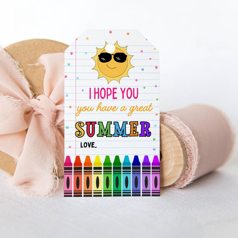 EDITABLE End of School Year Tags, Sun Gift Tags, Teacher Thank You Last ...
