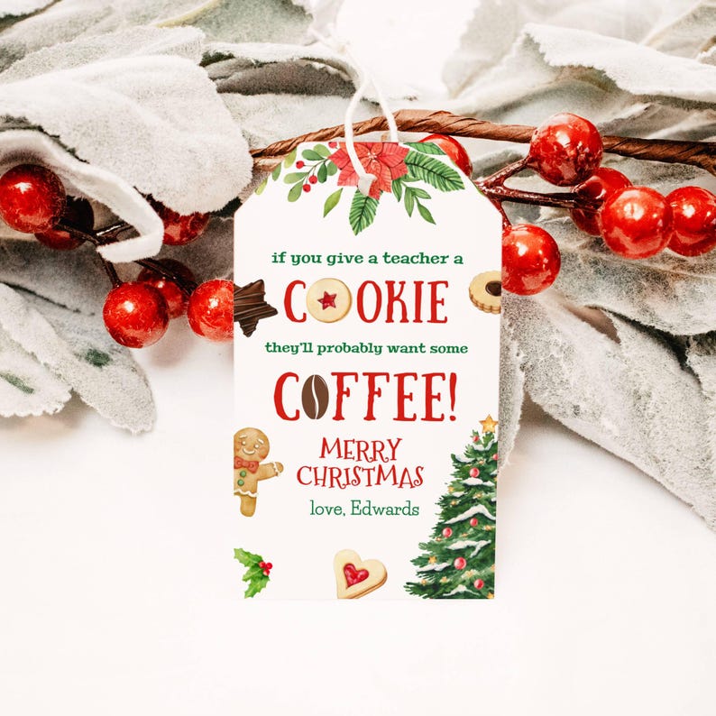 EDITABLE Teachers Appreciation Christmas Gift Tag Teacher Holiday ...