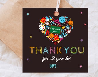 Editable Teacher Appreciation Week Gift Tags Thank You Teacher Gift Tag ...
