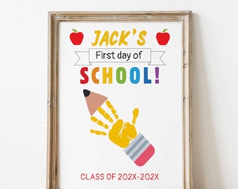 First Day of School Handprint Craft Printable, Back to School Handprint ...