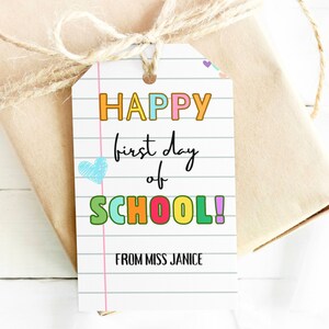 EDITABLE Back to School Gift Tag Template, Printable Class Favors ...