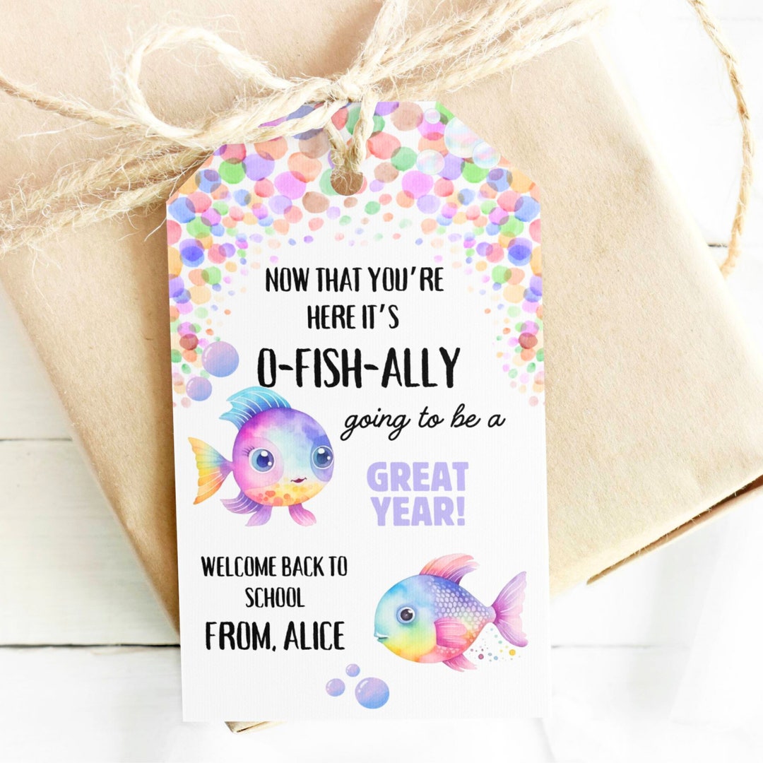 EDITABLE Fish Back to School Tag, Fish First Day of School Tag ...