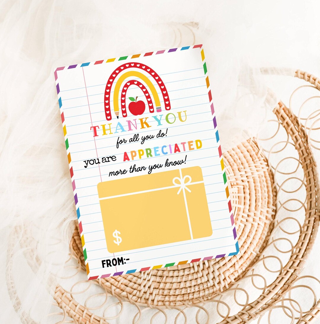 EDITABLE Teacher Appreciation Week Gift Card Holder, Printable Happy ...