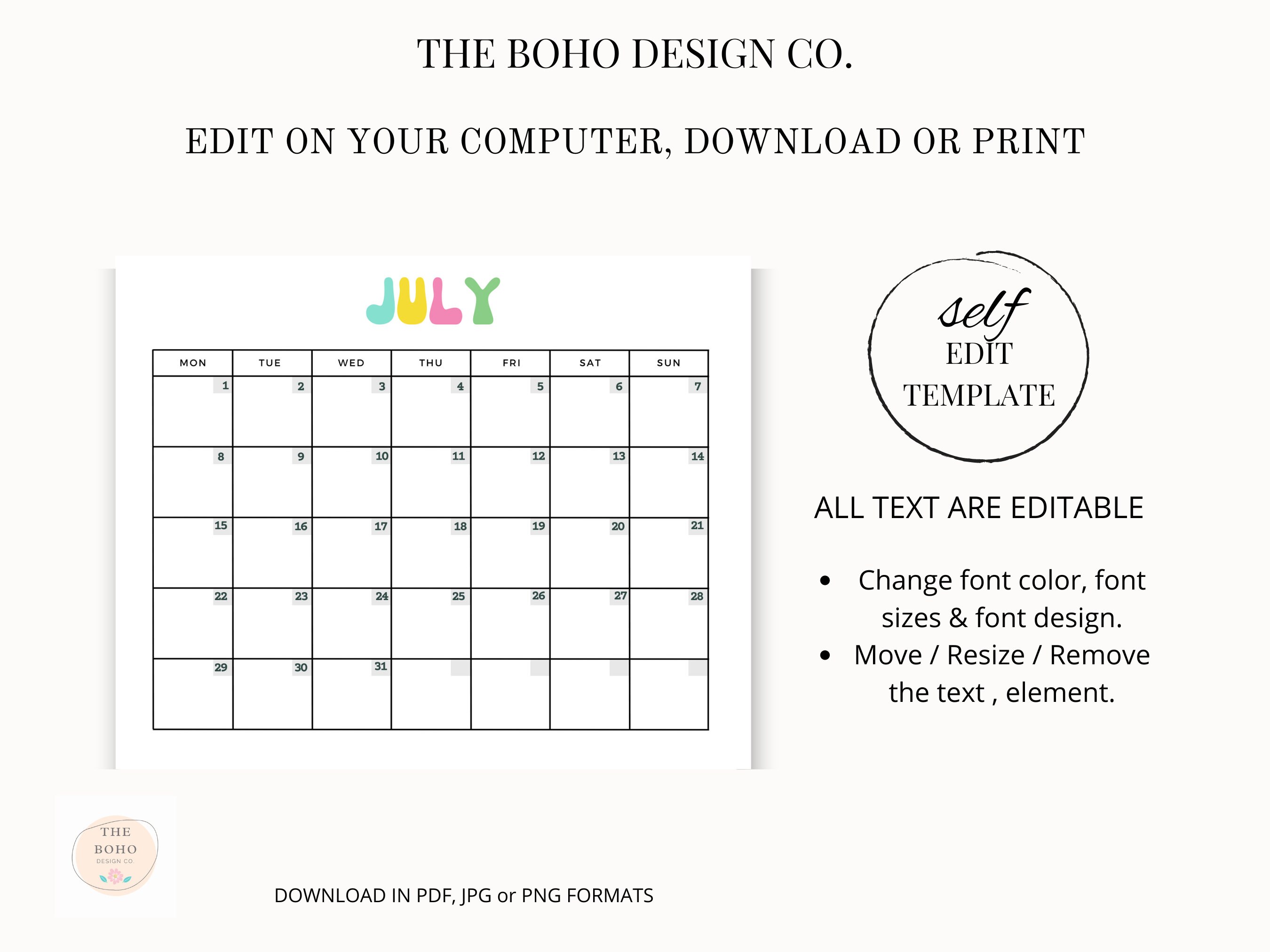 Printable SUMMER 2025 Calendar Set Including May, June, July, August ...