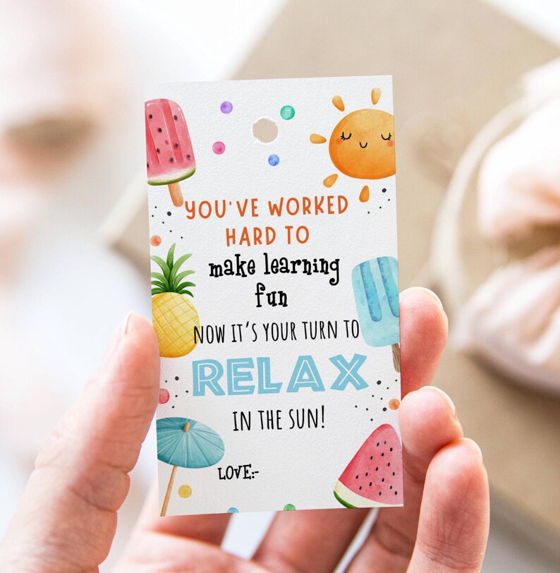 EDITABLE Summer Teacher Appreciation Gift Tag Kids Your Turn to Relax ...