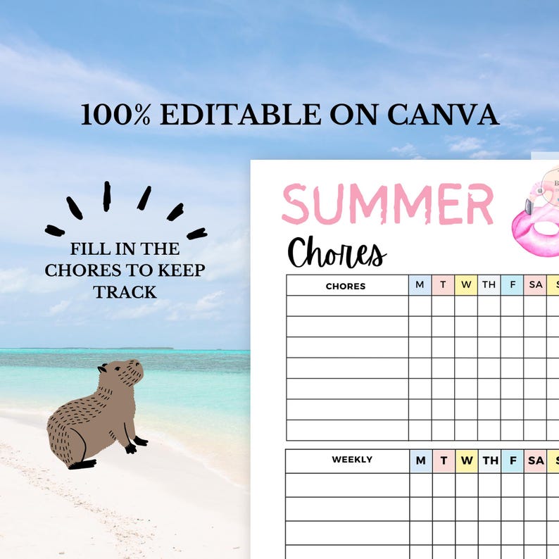 Printable SUMMER Planner 2025 Bundle, Editable Summer Calendar, Summer ...