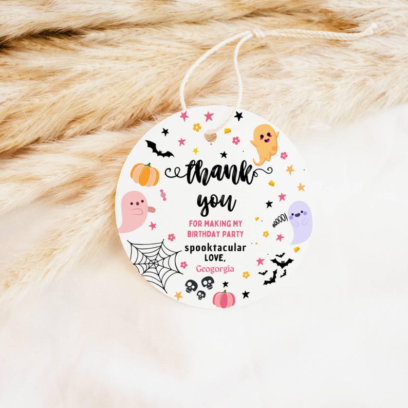 EDITABLE Halloween Birthday Thank You Favor Tags Costume Party Girl ...