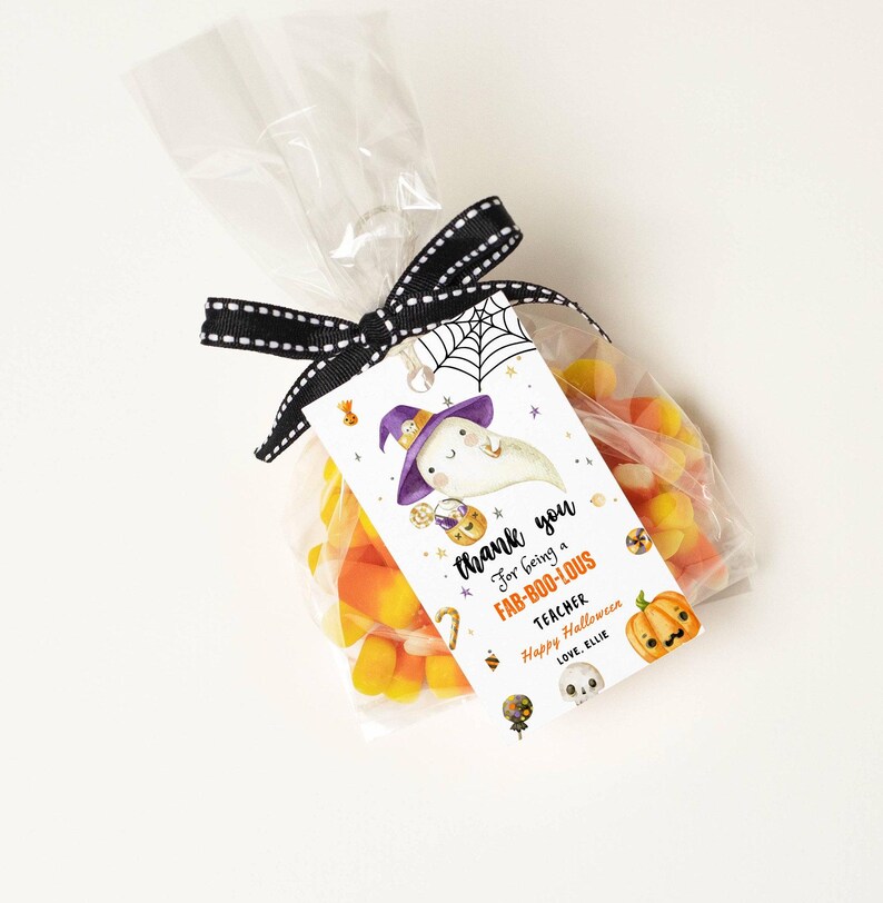 EDITABLE Halloween Teacher Gift Tag Template, Fab-boo-lous Favor Tags ...