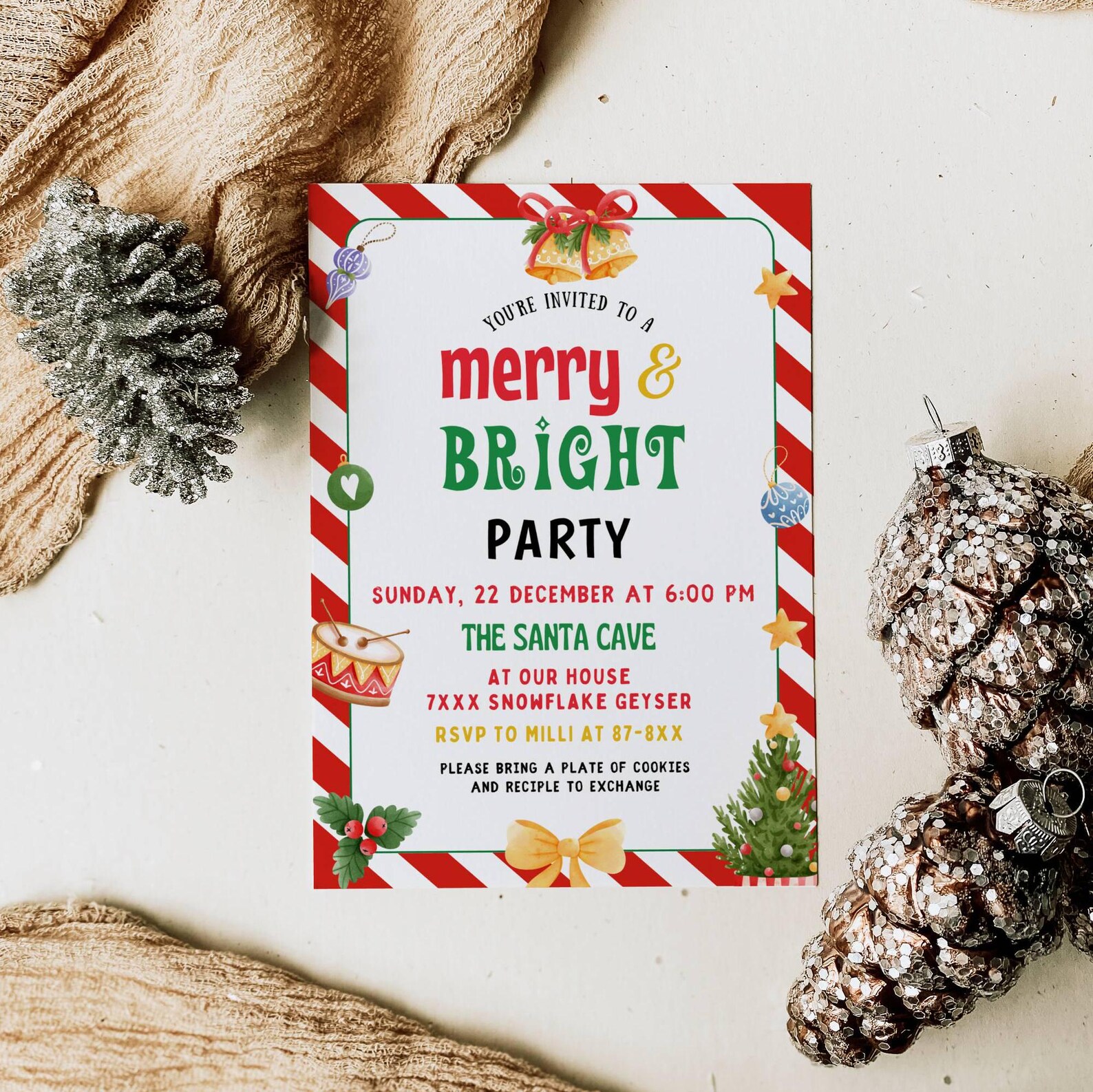 EDITABLE Merry and Bright Christmas Party Invitation Merry and Bright ...
