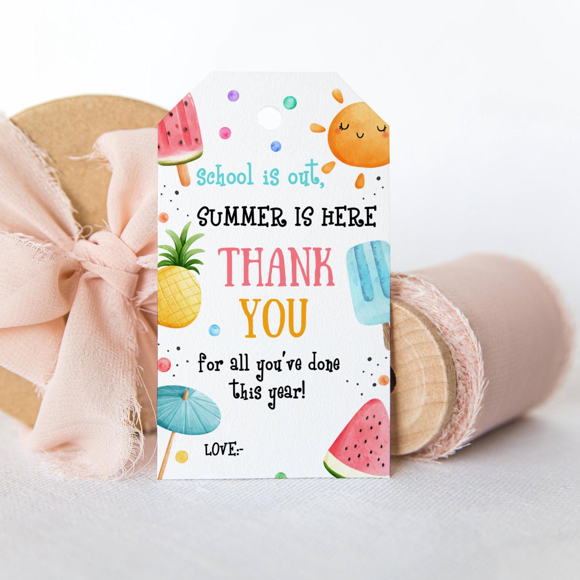 EDITABLE Summer Teacher Appreciation Gift Tag Template, Sun Thank You ...
