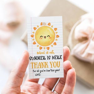 EDITABLE Summer Teacher Appreciation Gift Tag Template, Sun Thank You ...