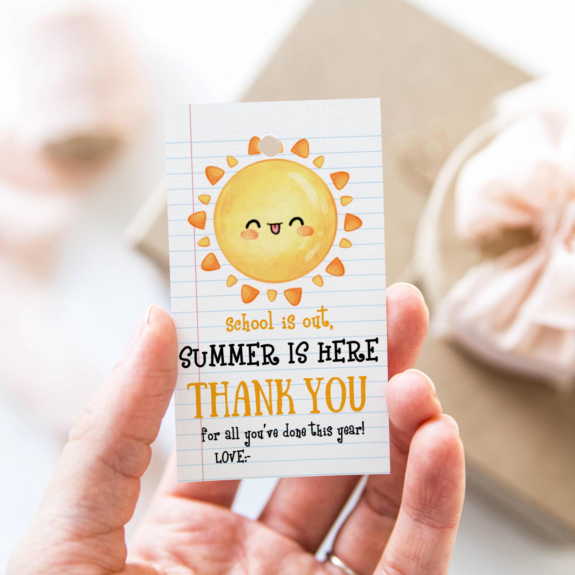 EDITABLE Summer Teacher Appreciation Gift Tag Template, Sun Thank You ...