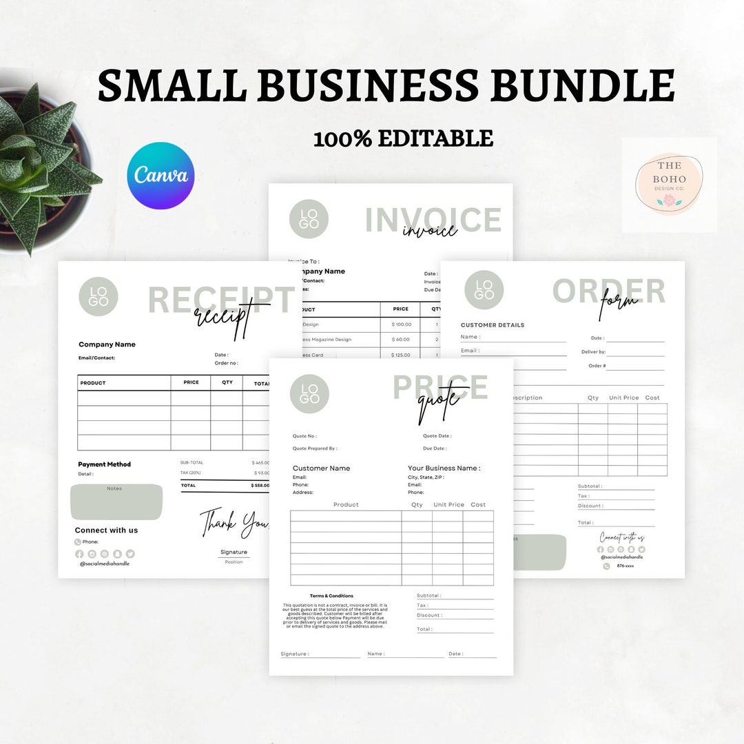 Small Business Bundle Documents Invoice Template Download - Etsy