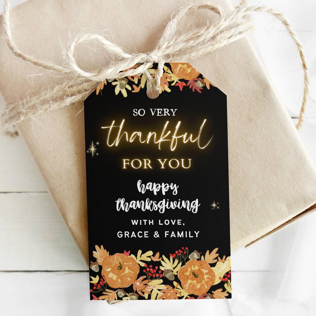 Editable Thanksgiving Gift Tag, Autumn Printable Favor Tag (DIY Instant ...