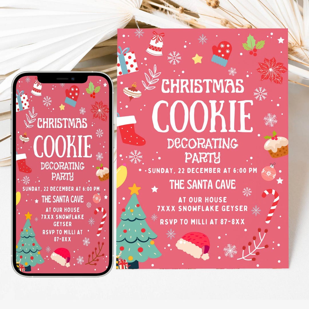 EDITABLE Christmas Cookie Decorating Party Invite Template, Printable ...