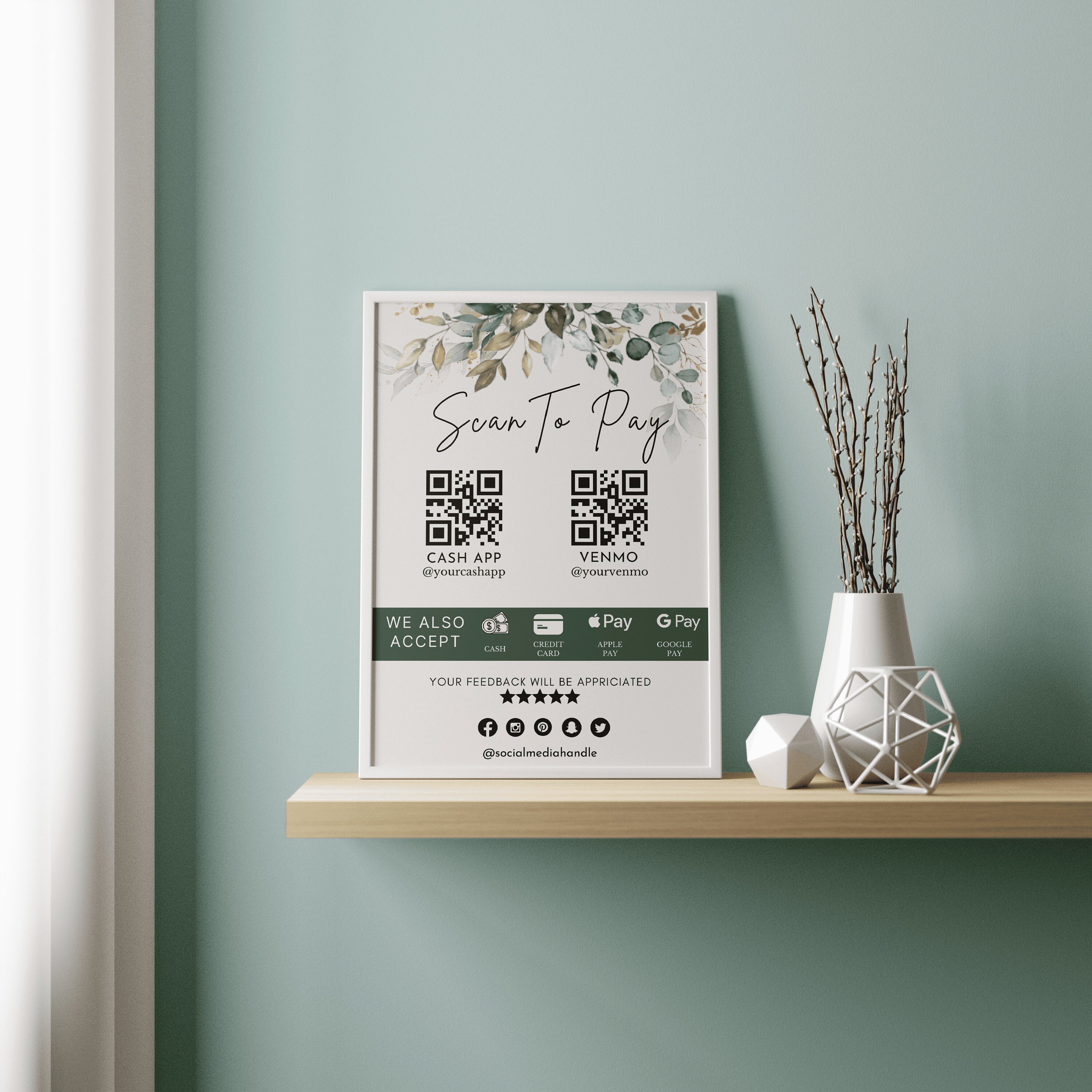 Printable Scan to Pay Template Editable Scan to Pay Sign - Etsy