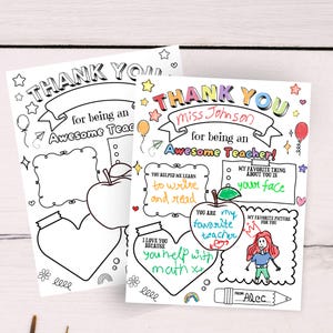 Teacher Thank You Coloring Page Printable PDF Teacher Appreciation Week ...