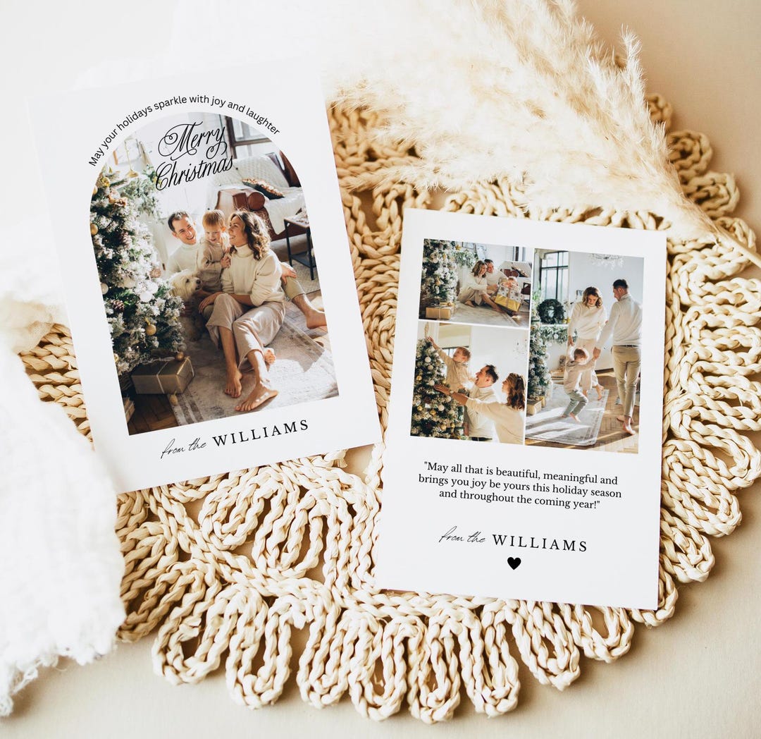 EDITABLE Boho Holiday Card Photo Christmas Card Template Printable ...