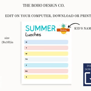 Printable SUMMER Planner Bundle for Kids Summer Calendar - Etsy