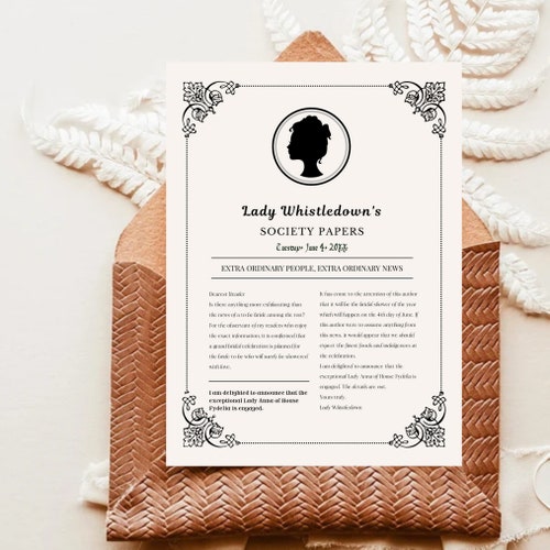 Bridgerton Newsletter Bridal Shower Invitation Template Lady Etsy UK Bridgerton Newsletter Bridal Shower Invitation Template Lady Etsy UK