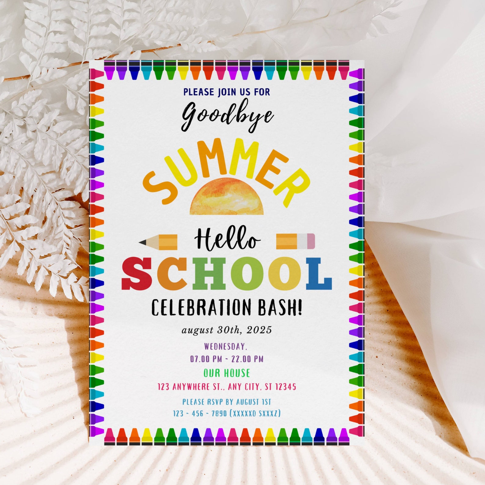 EDITABLE Back of School Party Invitation Hello School so Long Summer ...