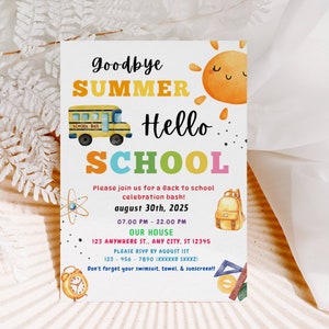 EDITABLE Back of School Party Invitation Hello School so Long Summer ...
