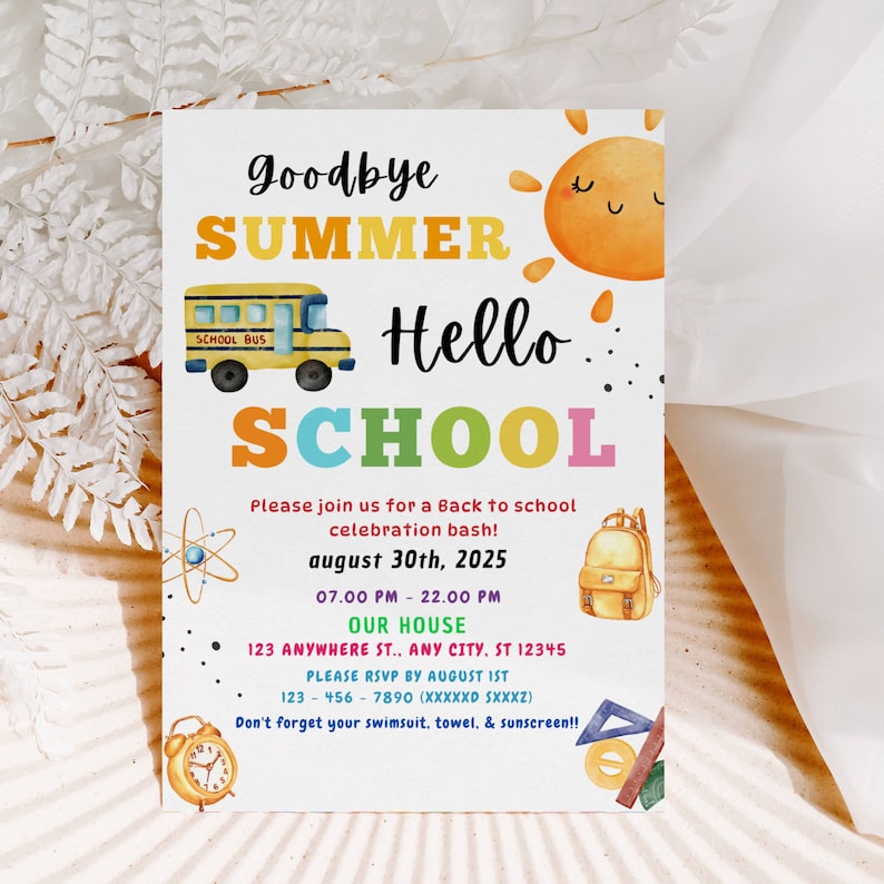 Editable Back to School Party Invitation, End of Summer Bash (DIY) - Etsy