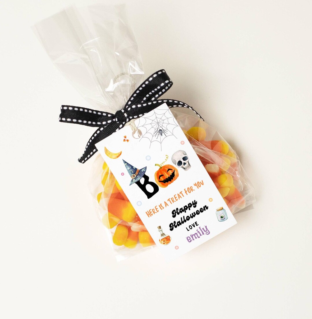 EDITABLE Halloween Favor Tag Template, Boo Gift Tags, Trick or Treat ...