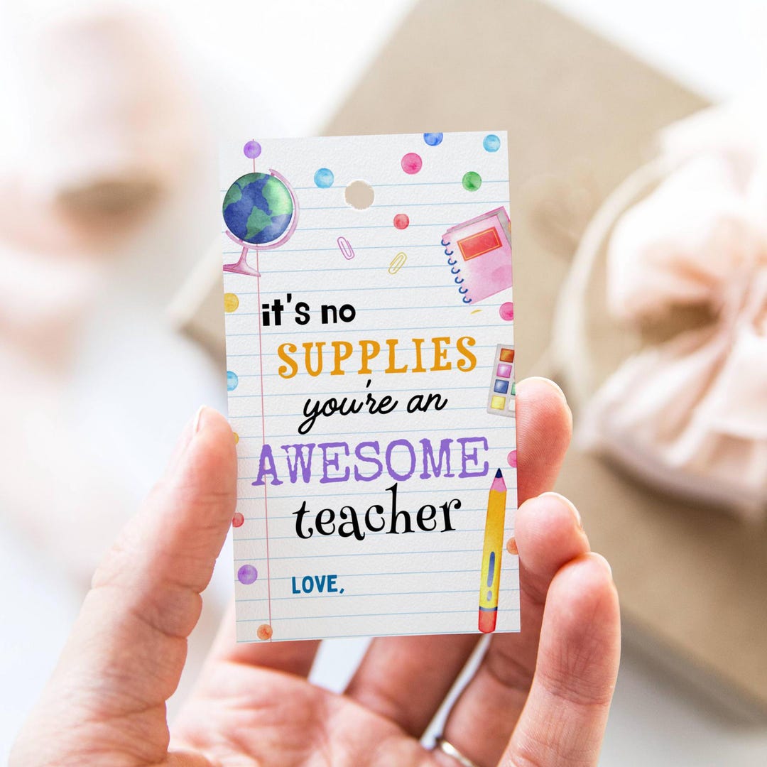 EDITABLE Teacher Appreciation Gift Tag, School Supplies, Thank You ...