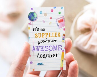Teacher Appreciation Gift Tag, School Supplies, Thank You School Gift ...