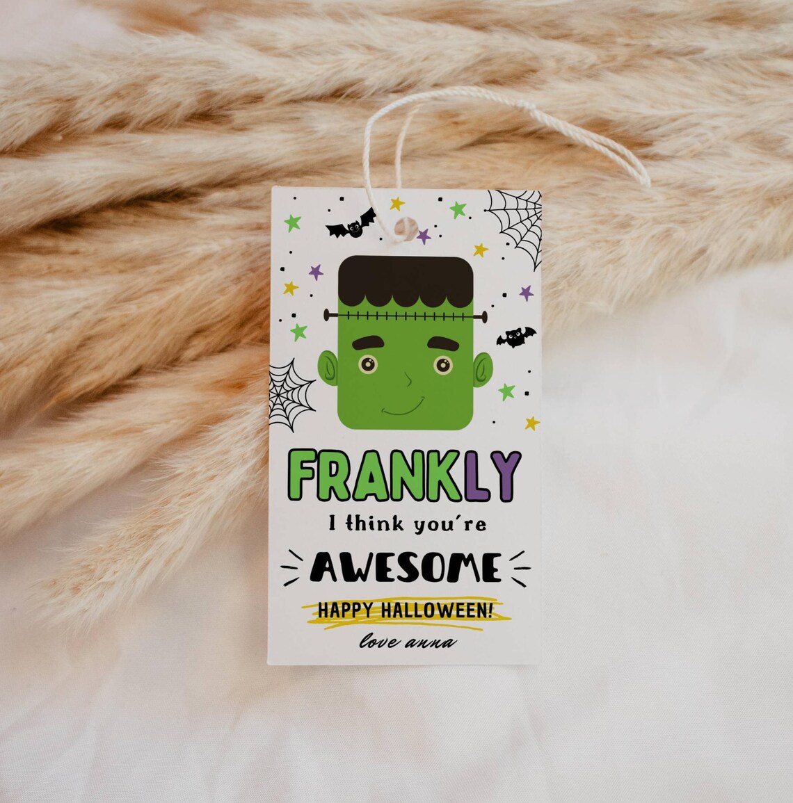 EDITABLE Halloween Frankenstein Gift Tag Frankly You're Awesome Trick ...