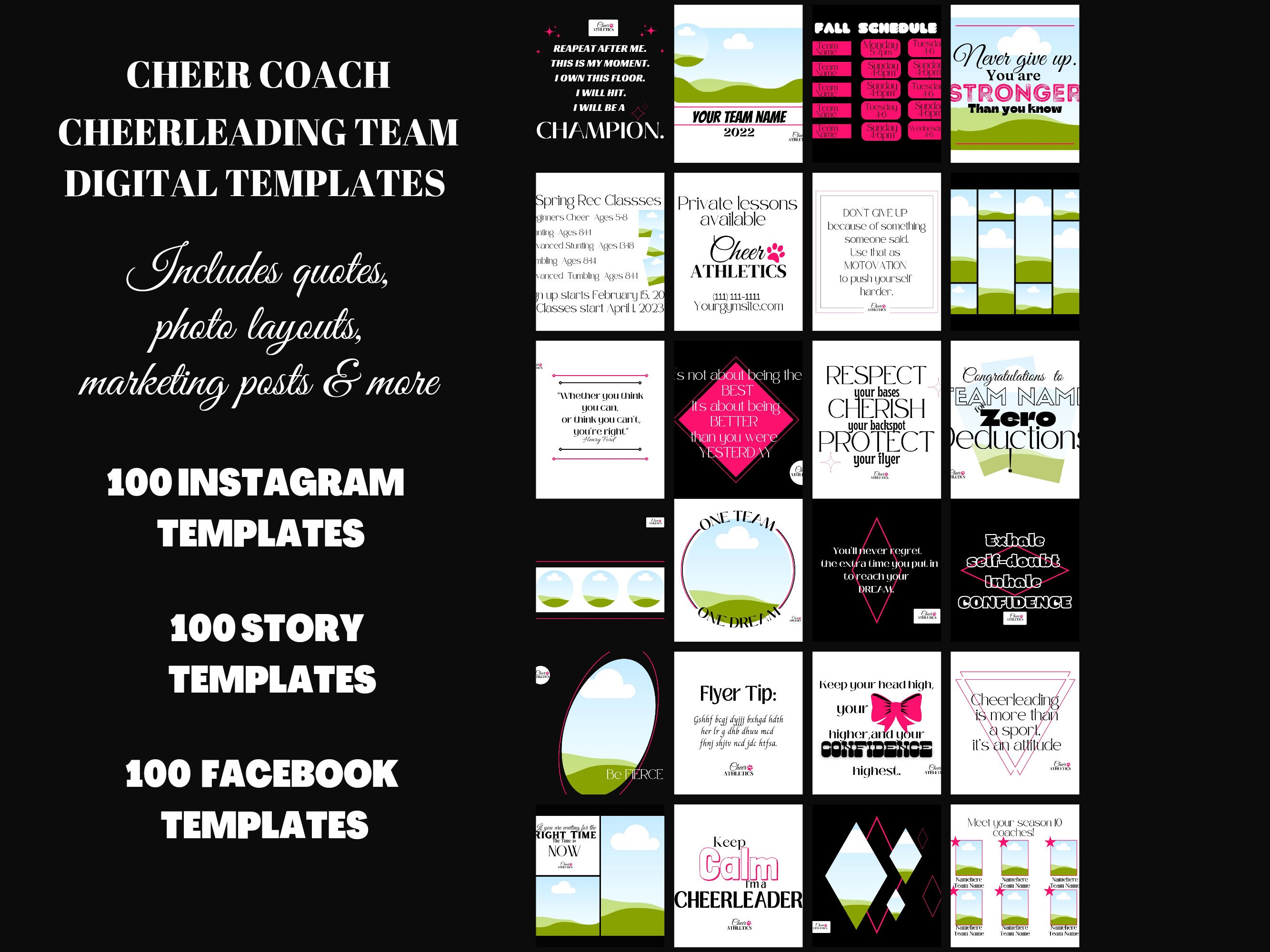 Cheerleading Digital Templates Cheer Coach CANVA FREE - Etsy