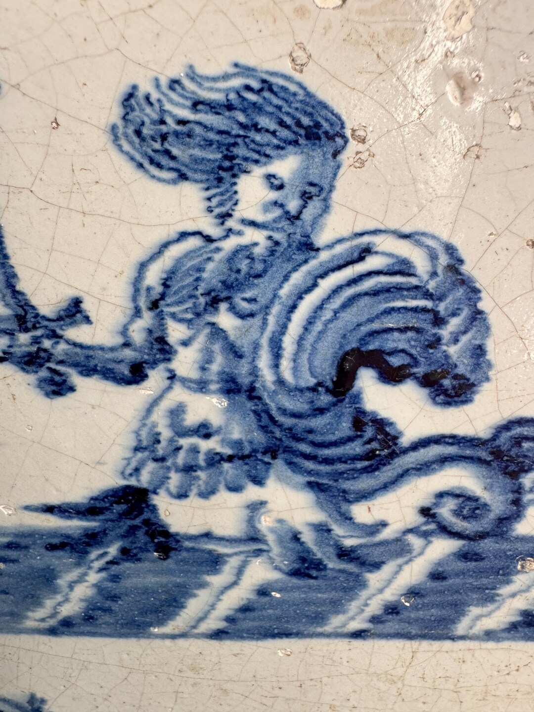 Antique Delft Blue Tiles C. 1690 | Sea Creature With a Sword - Etsy