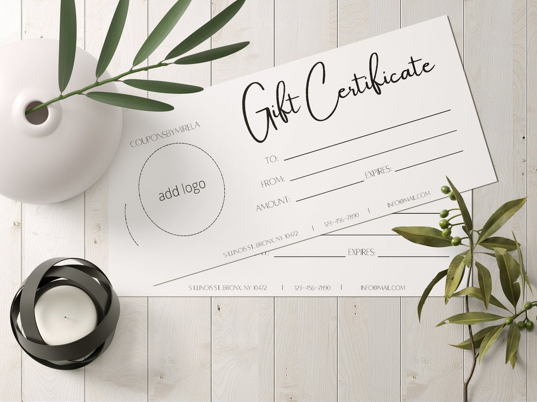 Minimalist Gift Certificate Template, DIY Editable & Printable Voucher ...
