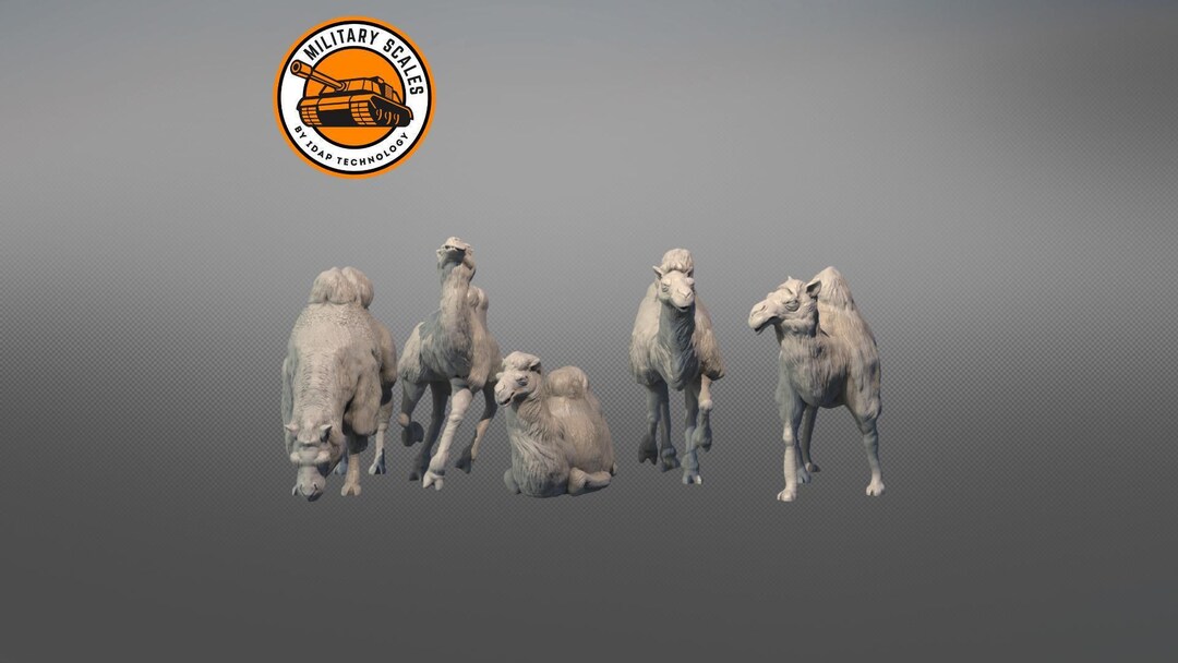 Bactrian Camels Set of 5 Pcs - Diorama Accessories 3D Printed Scale ...