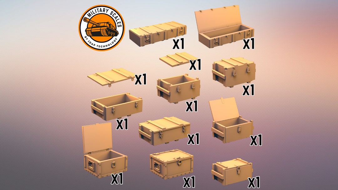 World War II Military Boxes Set Accesories Diorama Ammunition Box ...