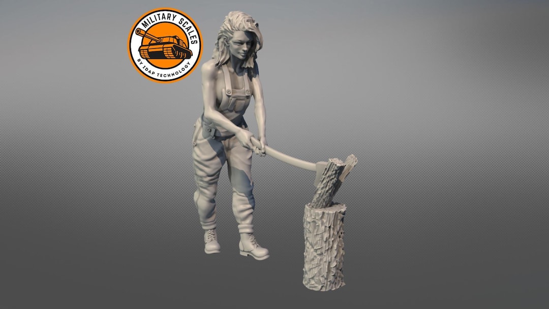 Woman Cutting Wood #1 - Forestry Task Wood Chopping Handcrafted ...