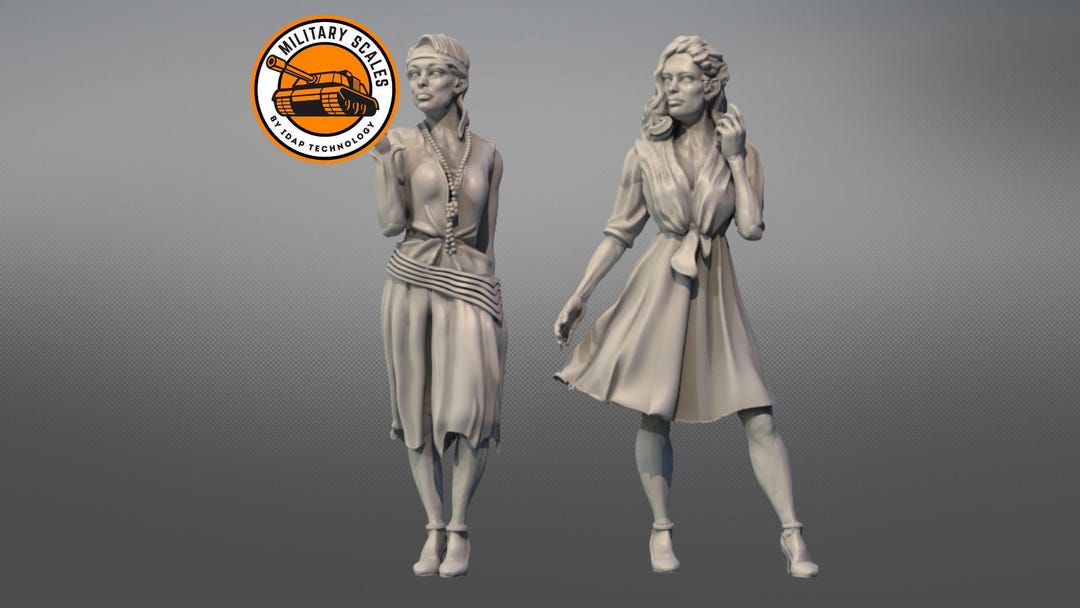 1:35 Civilian Girls #1 - Resin Casting Civilian Women Street Scene Non ...