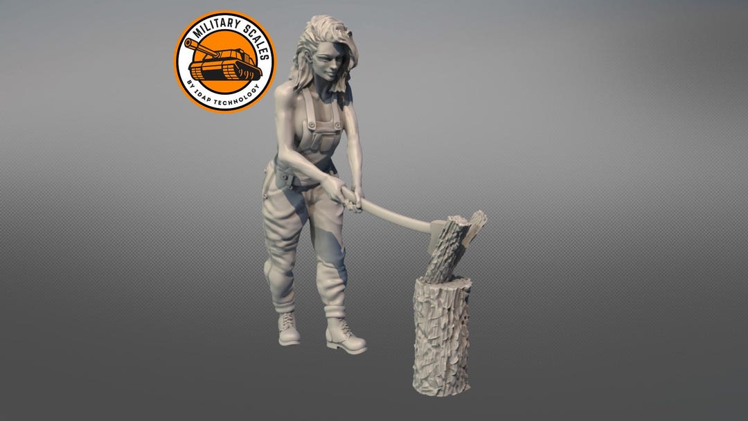 Woman Cutting Wood #1 - Forestry Task Wood Chopping Handcrafted ...
