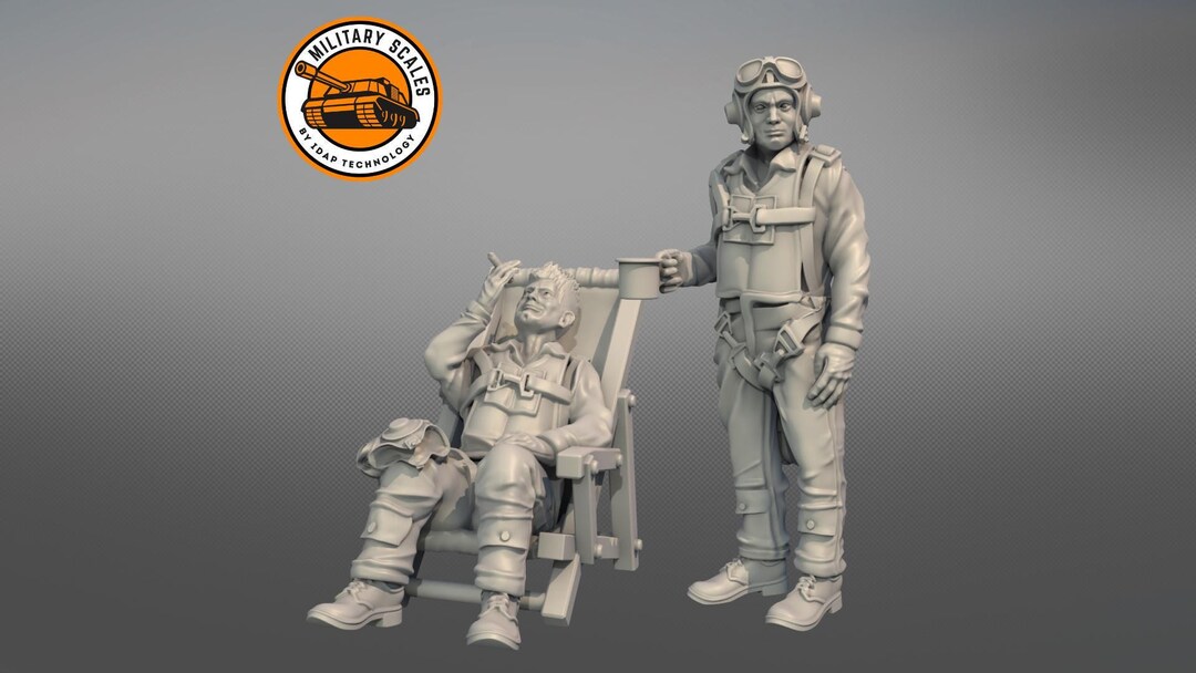 US Navy Pilots WW2 #5 - Military Diorama Accessories 3D Printed Scale ...