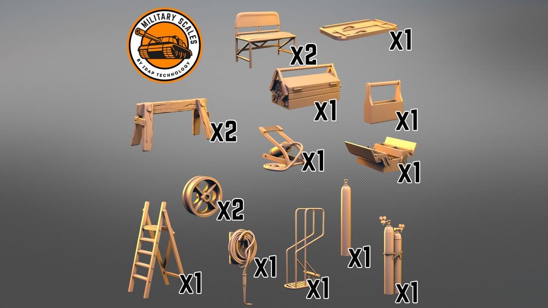 Equipment for the Workshop - Military Scales Chair Bench Pump Box ...