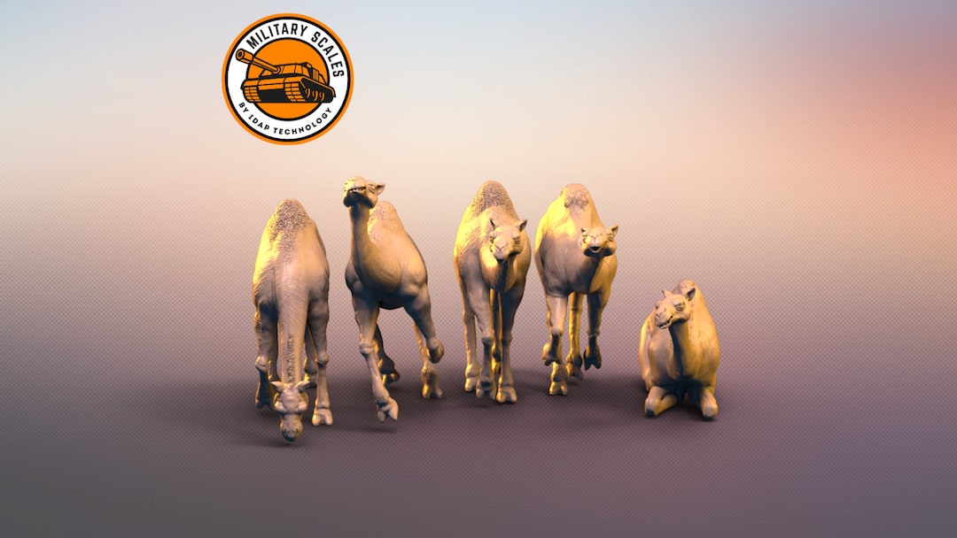 Dromedary Camels Set of 5 Pcs War Military Scales Animals Figurines ...