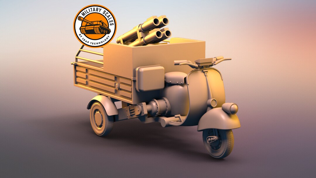Vespa With Rocket Launcher Italian Military Scales Ww2 Vehicle Tricycle ...