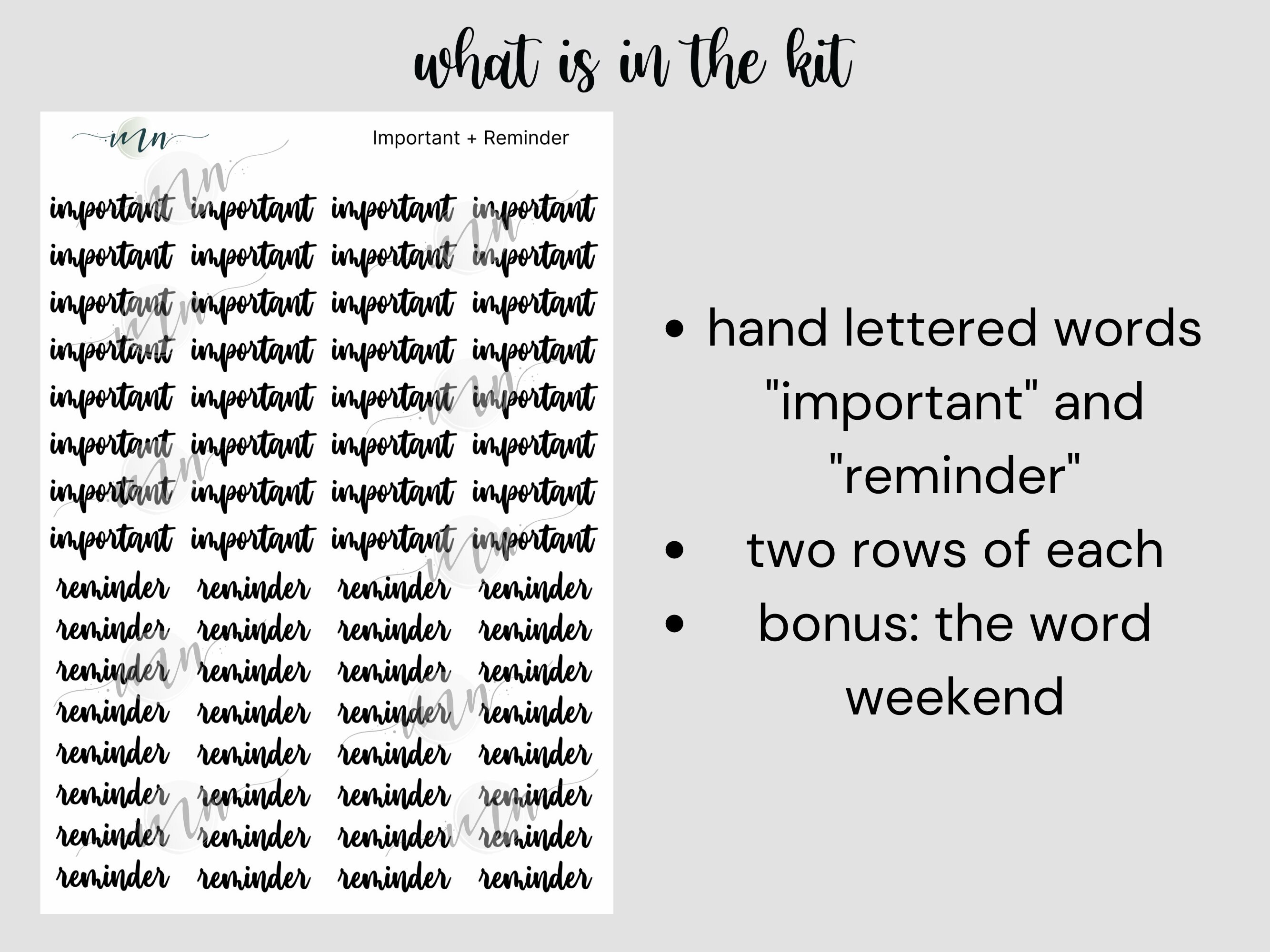 Important Reminder PHYSICAL Sticker Set Header Sticker, Functional ...