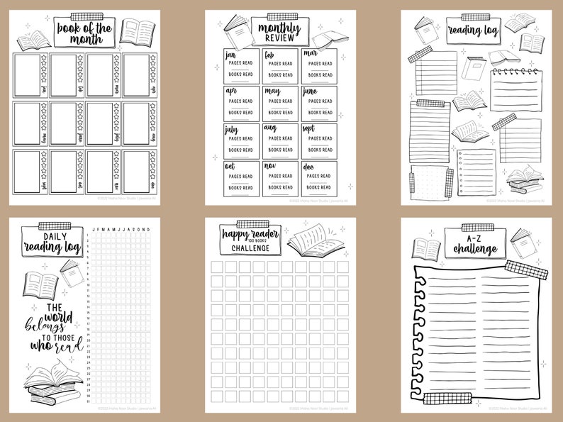 PRINTABLE WORKSHEETS Reading Journal Bundle, Reading Goals, Good Reads ...