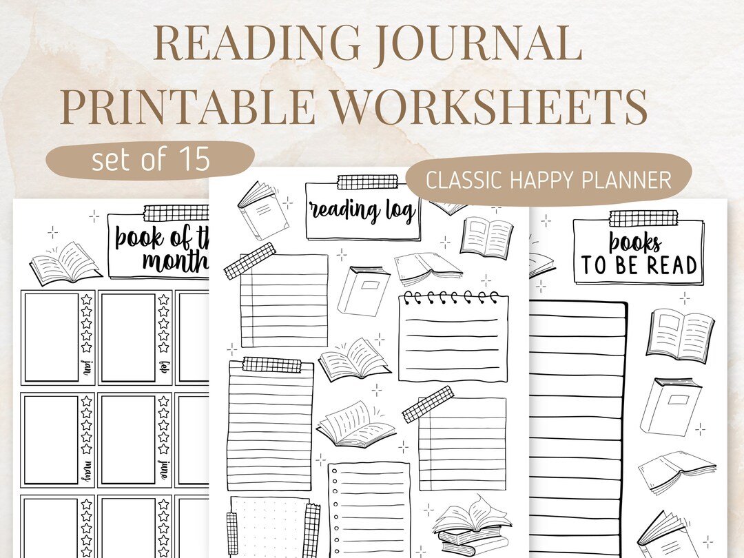 PRINTABLE WORKSHEETS Reading Journal Bundle, Reading Goals, Good Reads ...