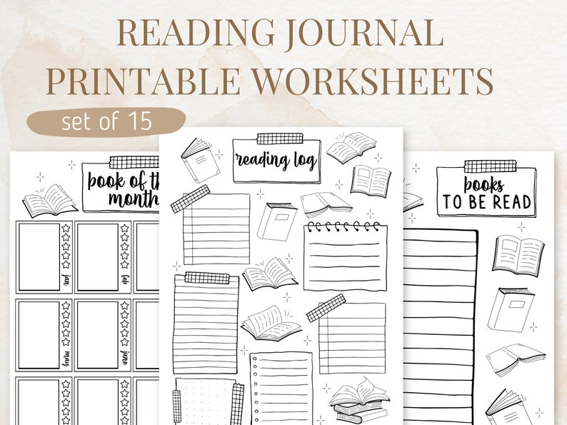 PRINTABLE WORKSHEETS Reading Journal Bundle, Reading Goals, Good Reads ...
